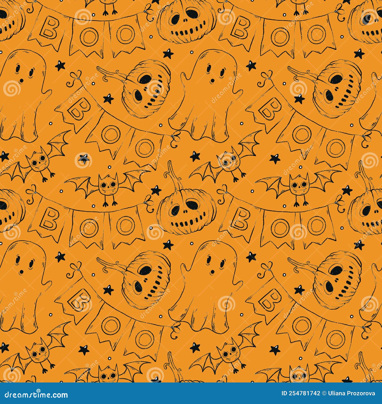 Contour Ghost On A White Background. Cute Black Outline Ghost ...