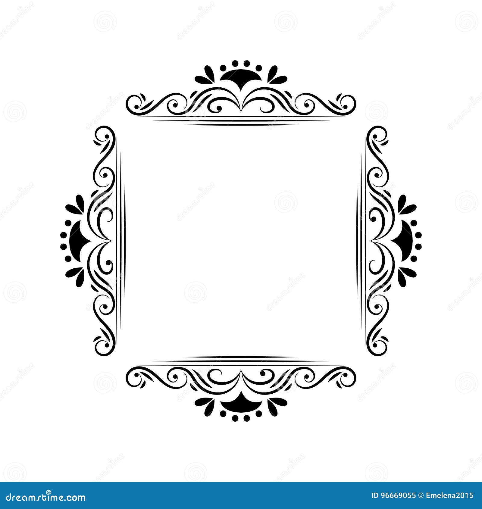 Black Contour Vintage Classic Monogram Frame Stock Illustration ...