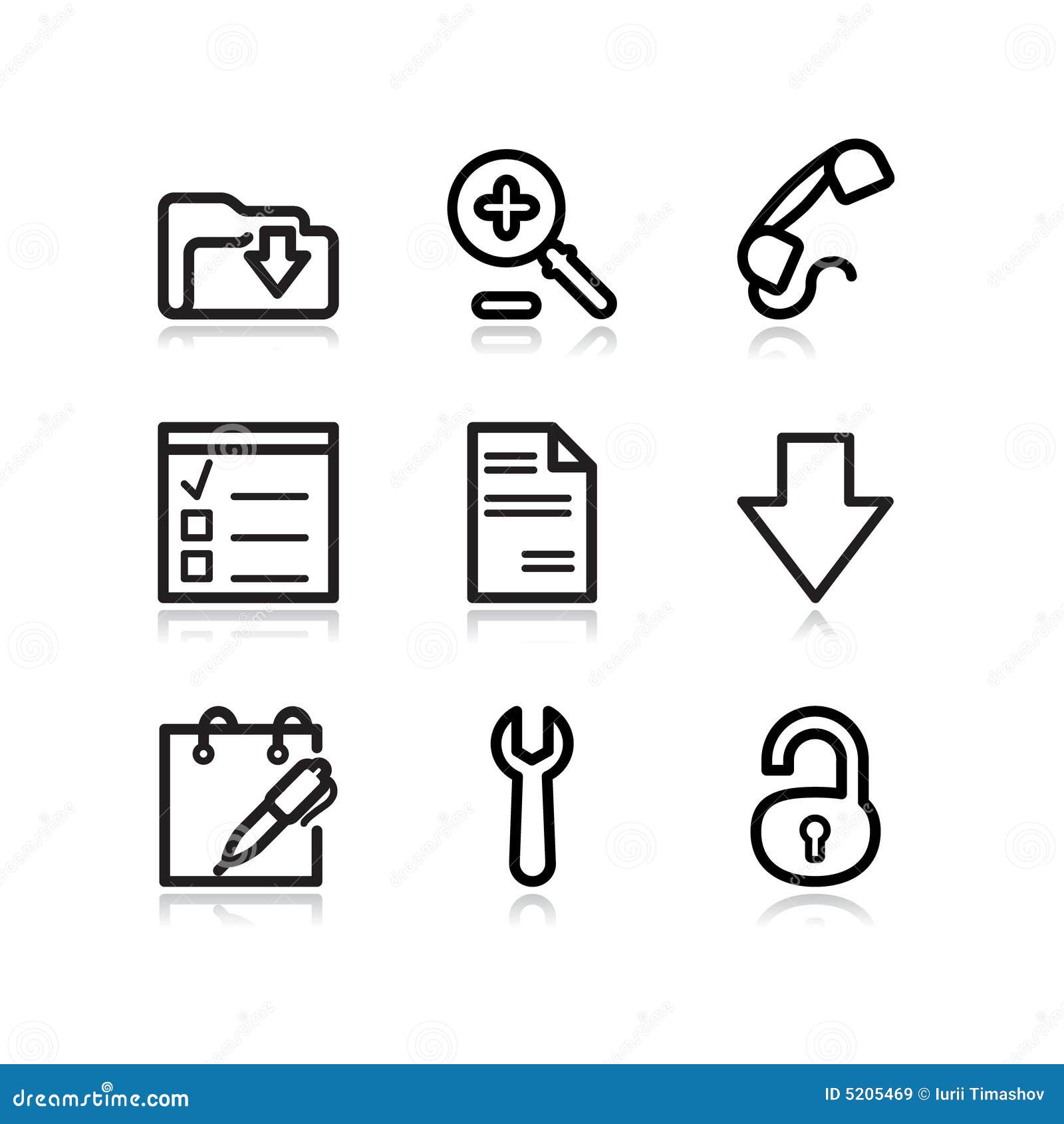 Black Contour Web Icons, Set 8 Stock Vector - Illustration of symbol ...