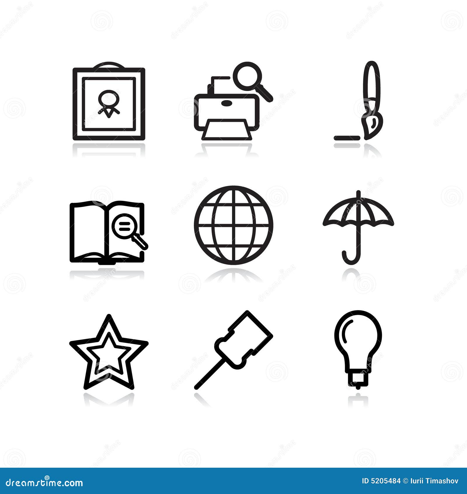 Black Contour Web Icons, Set 9 Stock Vector - Illustration of profile ...