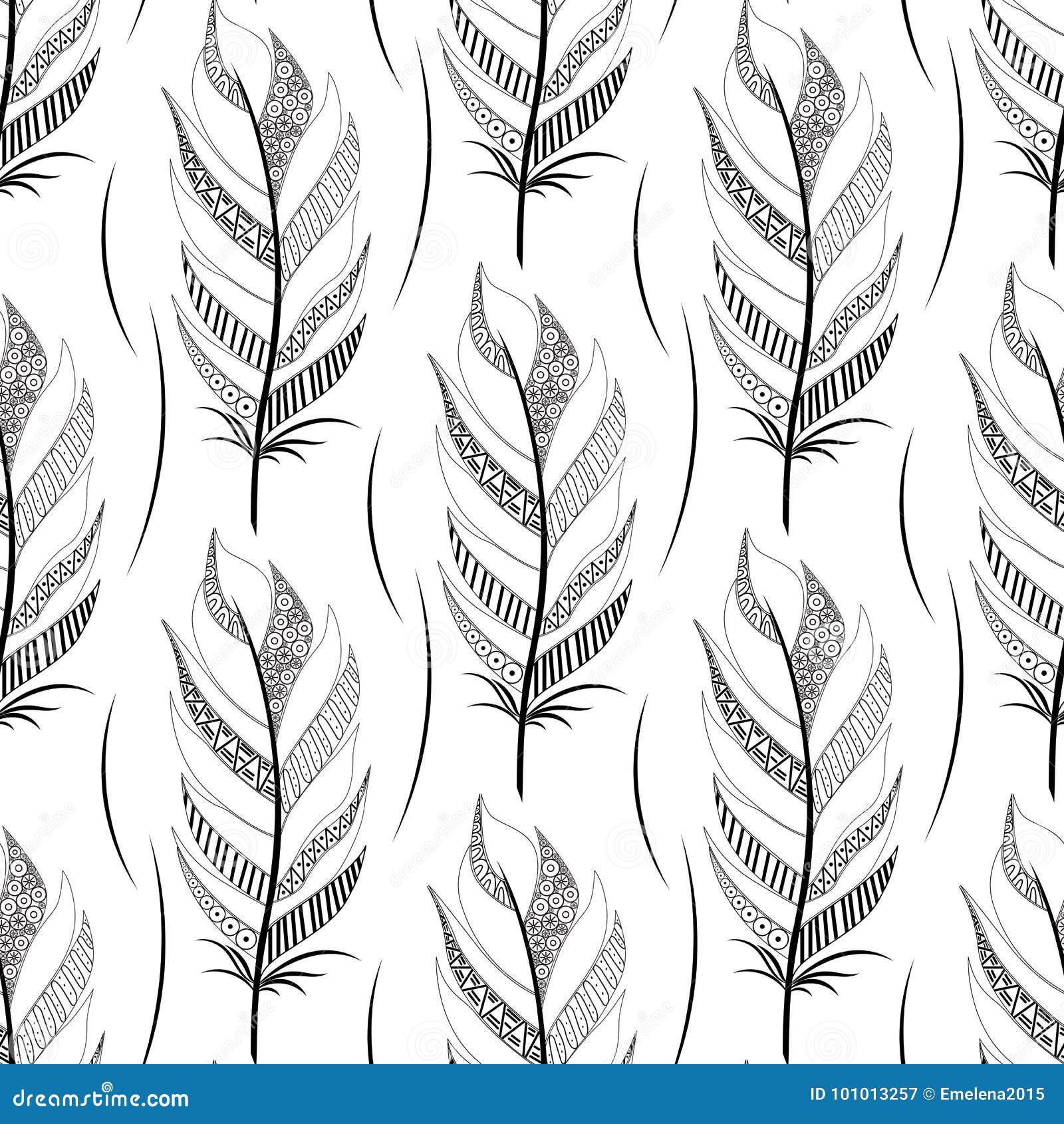 Black Contoured Wide Feather Pattern Stock Vector - Illustration of ...