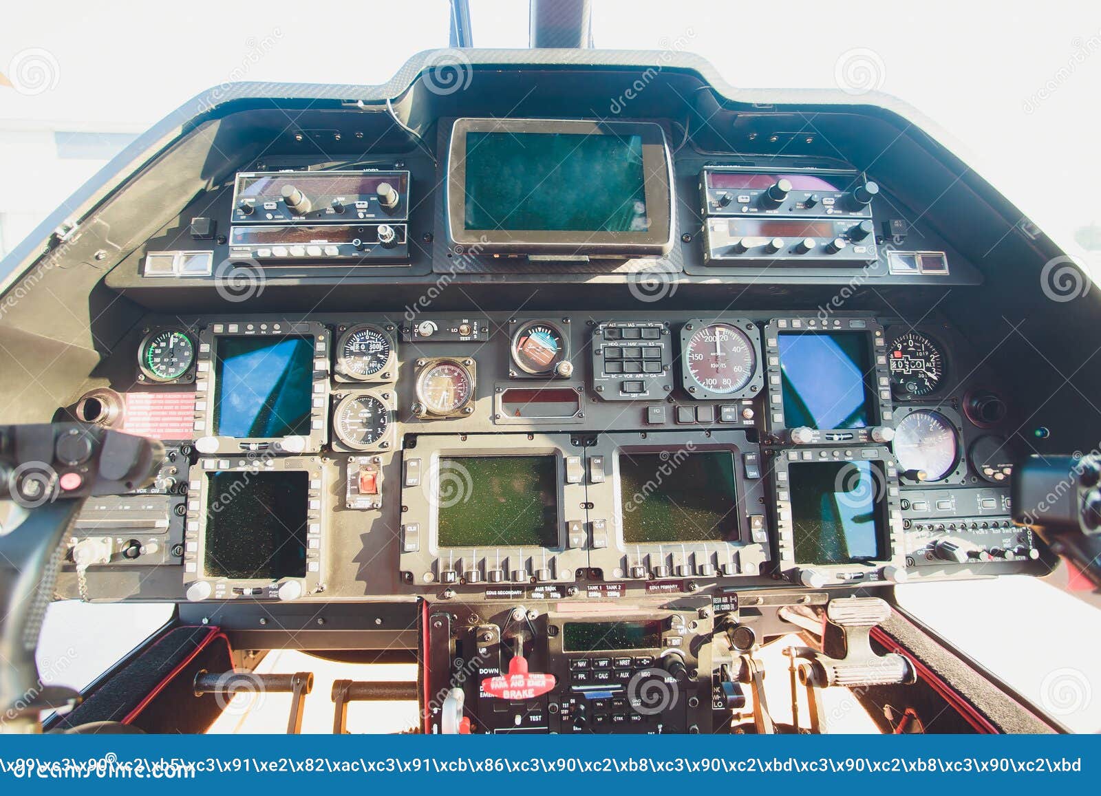 Black Control Panel in a Helicopter Cockpit. Stock Image - Image of ...