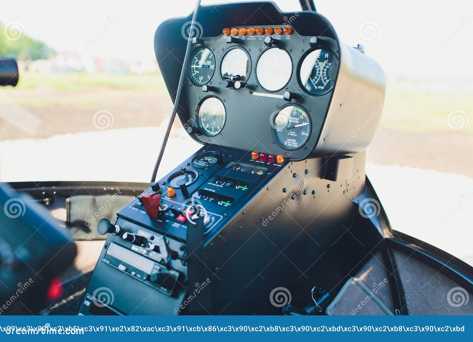 Black Control Panel in a Helicopter Cockpit. Stock Image - Image of ...