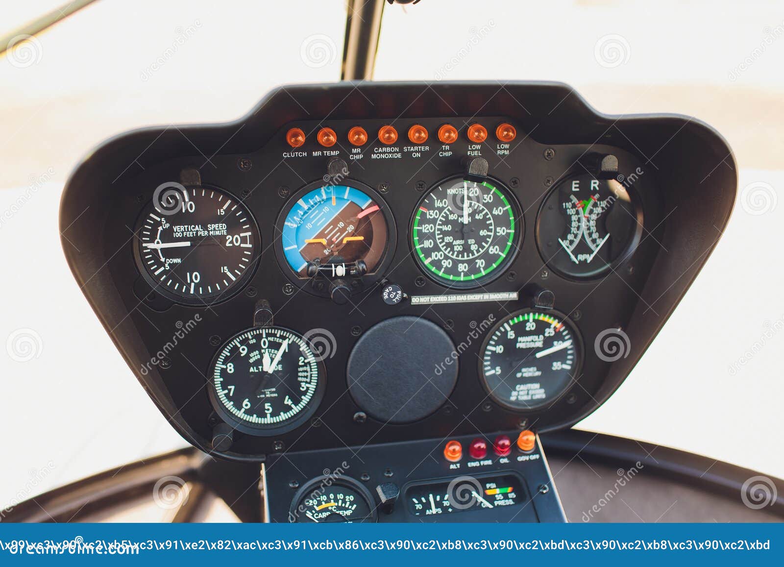 Black Control Panel in a Helicopter Cockpit. Stock Photo - Image of ...
