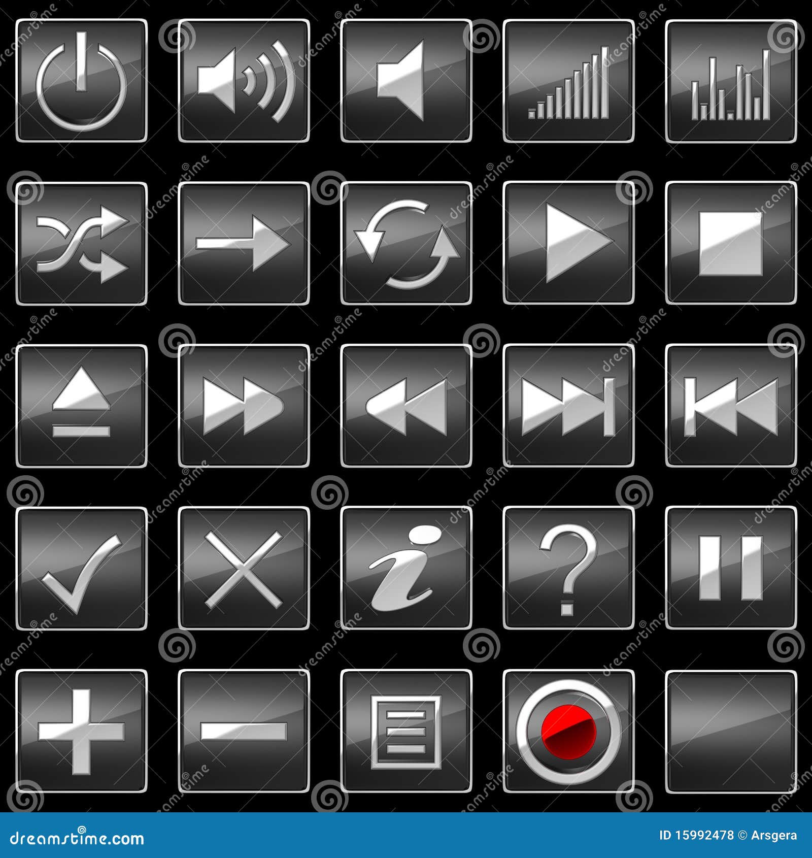 Black Control Panel Icons or Buttons Stock Illustration - Illustration ...