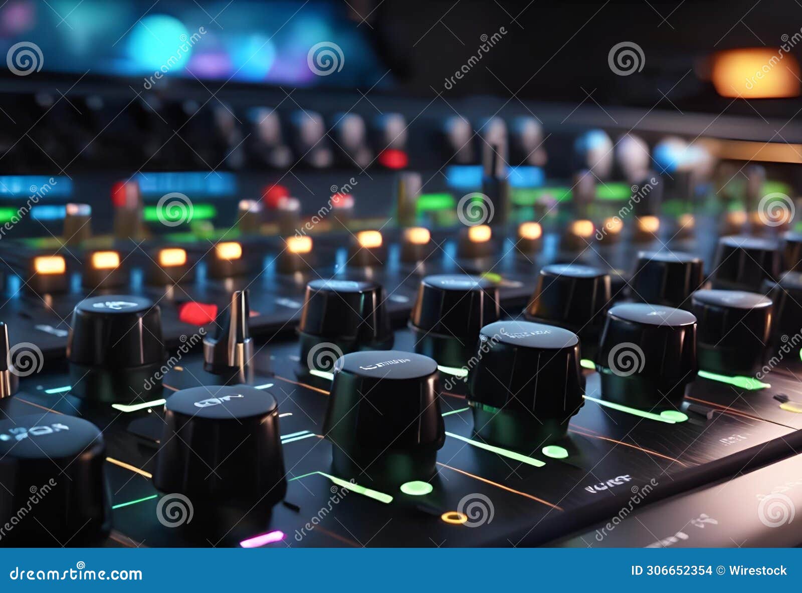 A Black Control Panel on a Music Mixer with Knobs Stock Illustration ...