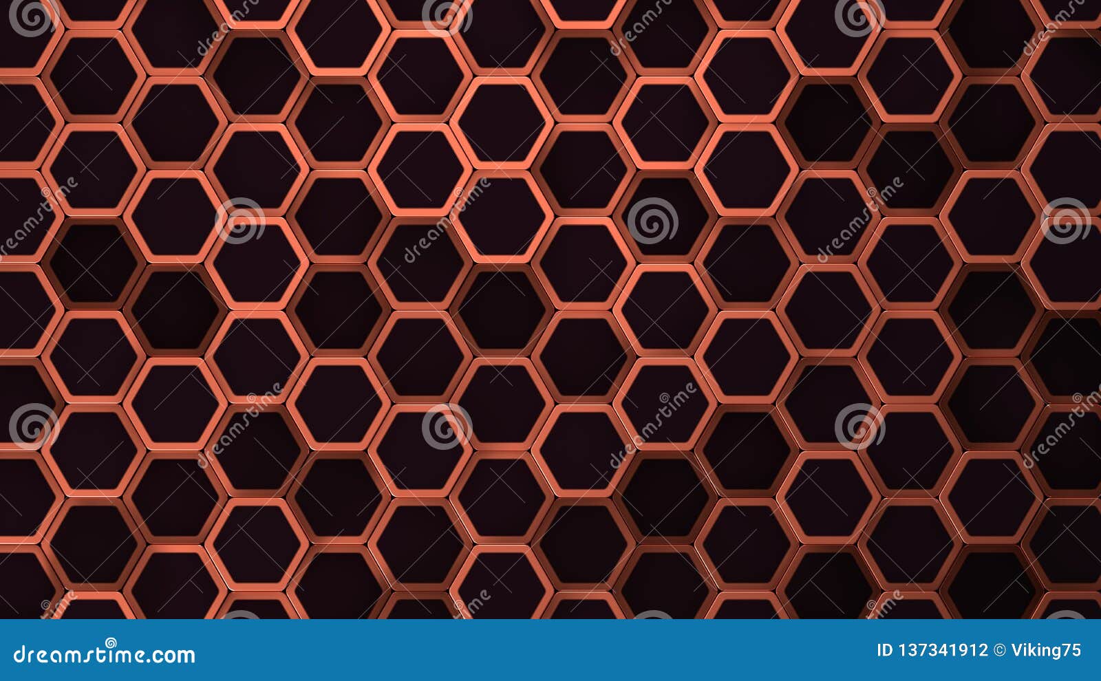 Black and Copper Hexagons Background 3d Render Stock Illustration ...