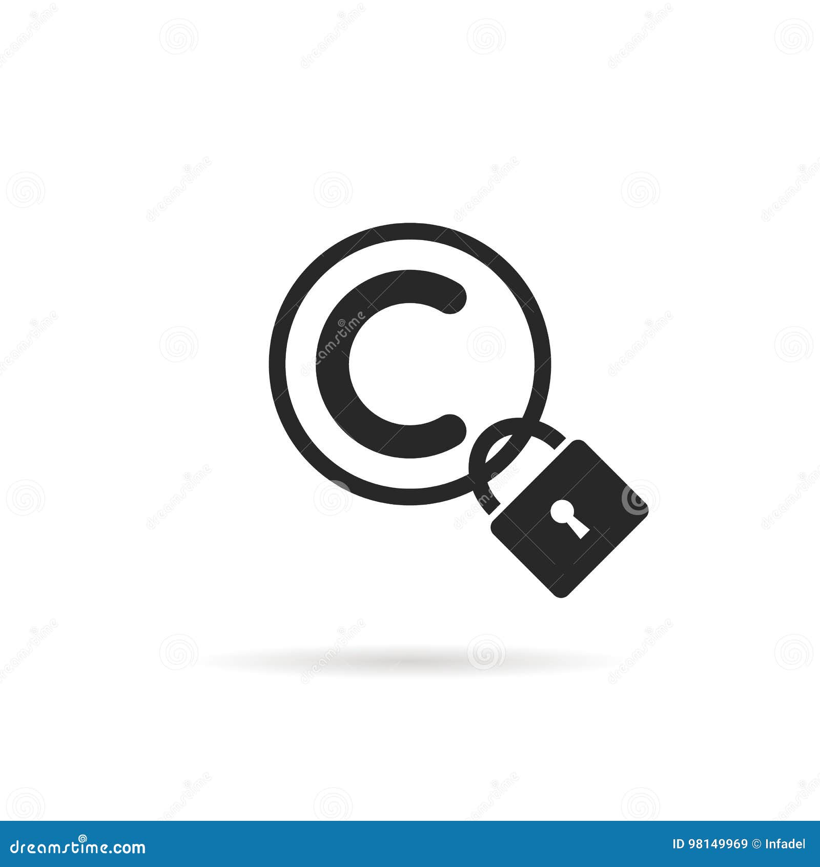 Black Copyright Symbol with Padlock and Shadow Stock Vector ...
