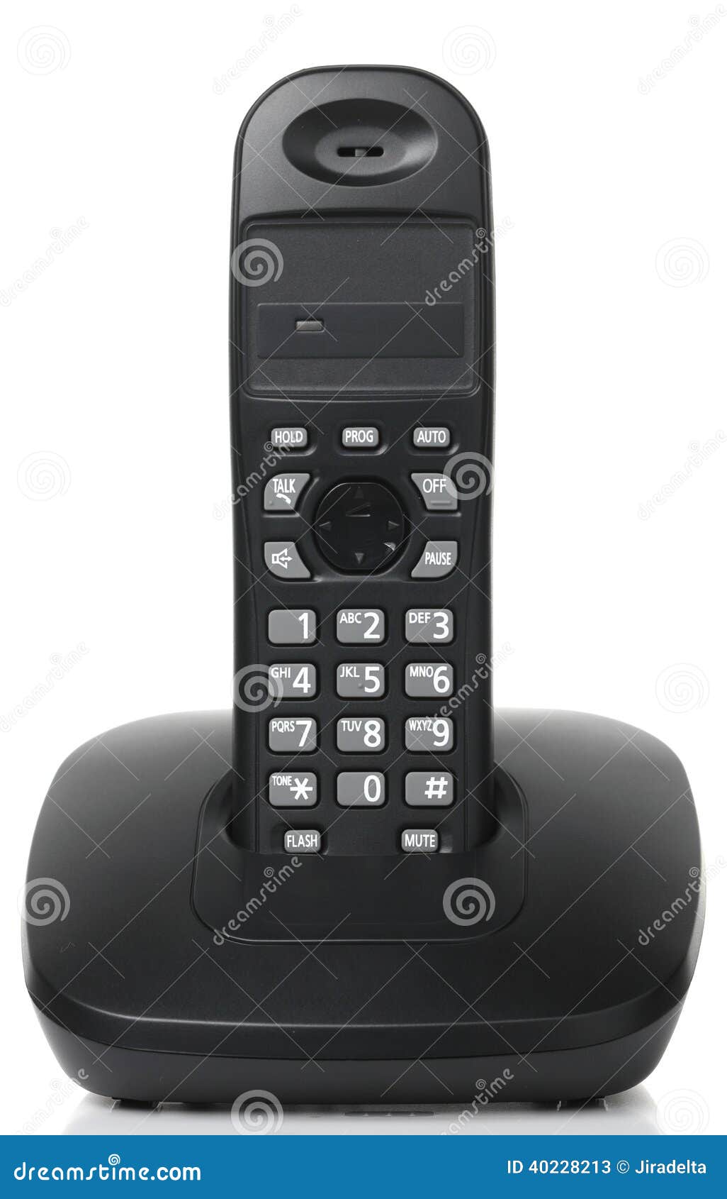 Black Cordless Telephone on White Background Stock Image - Image of ...