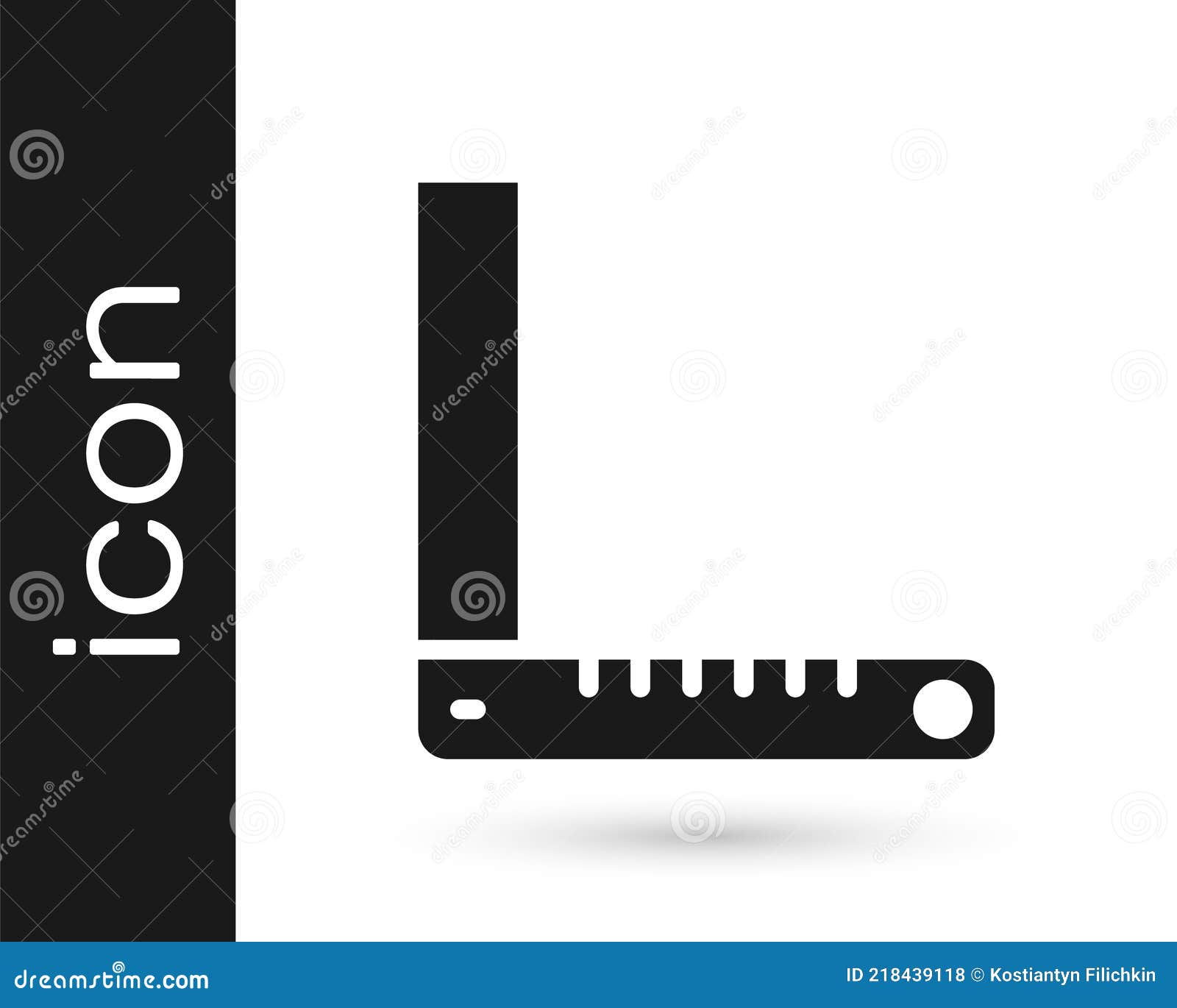 Black Corner Ruler Icon Isolated on White Background. Setsquare, Angle ...