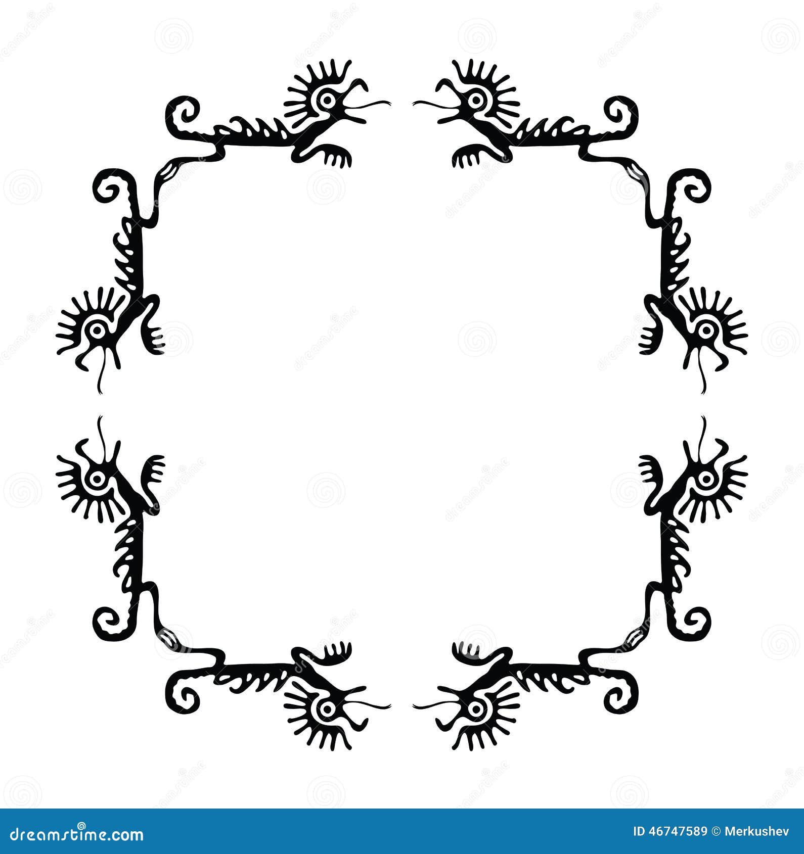 Black Corners Elements with Dragons, Vector Stock Vector - Illustration ...