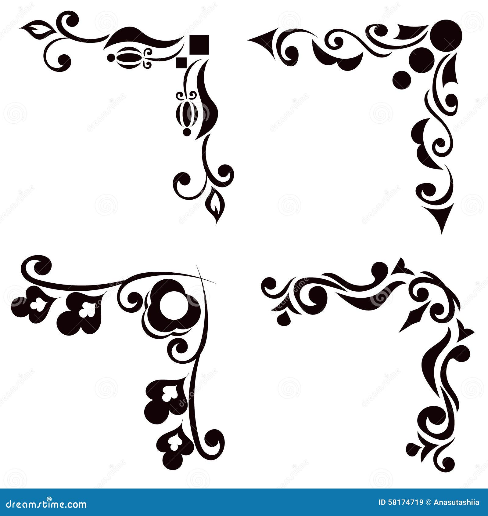 Black Corners on White Background Stock Vector - Illustration of corner ...