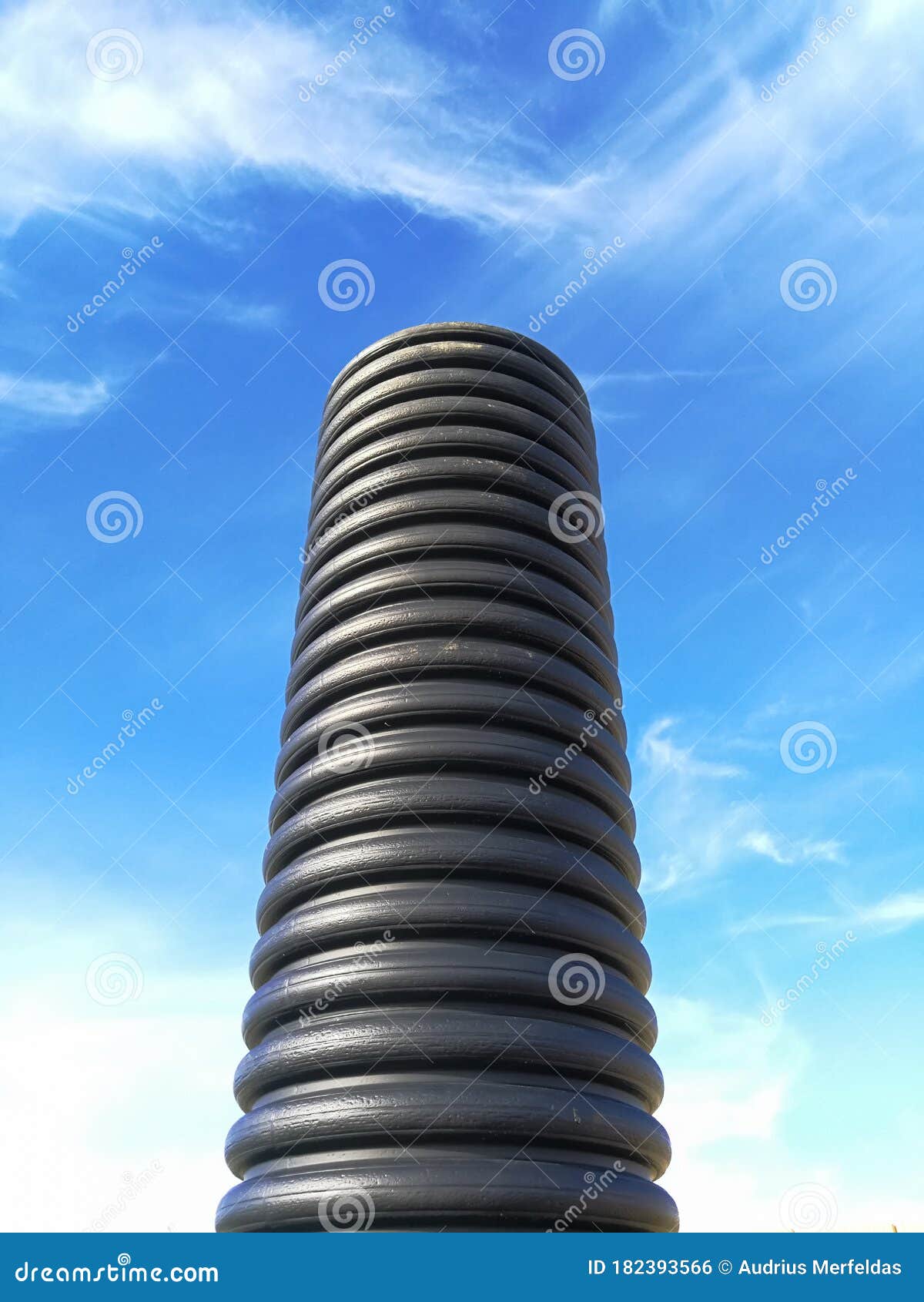 Black Corrugated Pipe for Water Canalization Stock Photo - Image of ...