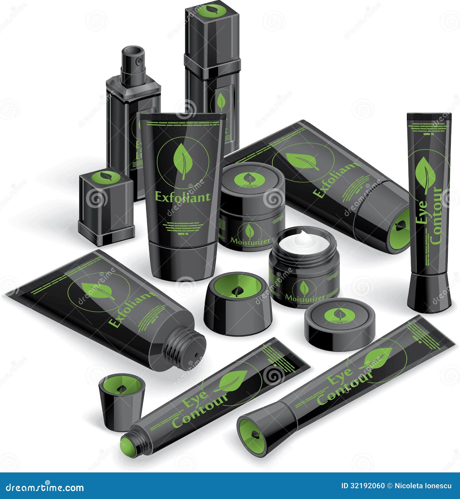 Black Cosmetics Array stock vector. Illustration of generic - 32192060