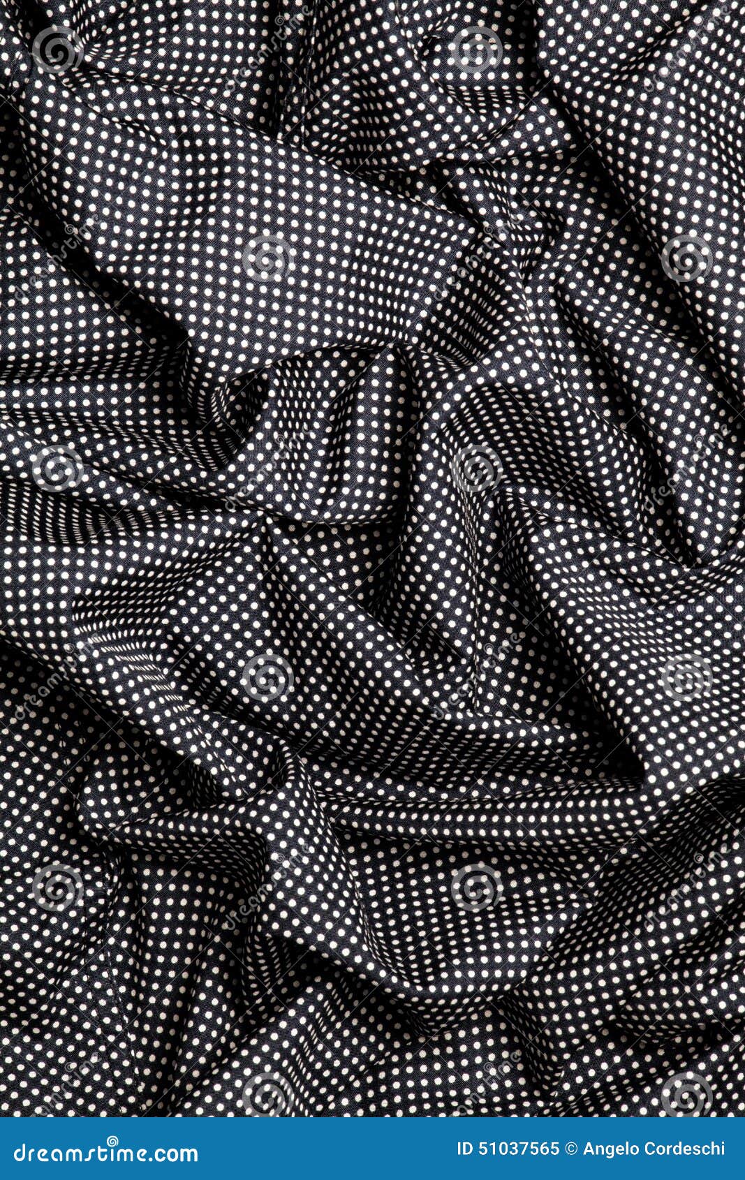 Black Cotton Fabric with White Dots Design Texture. Overlapping Strips ...