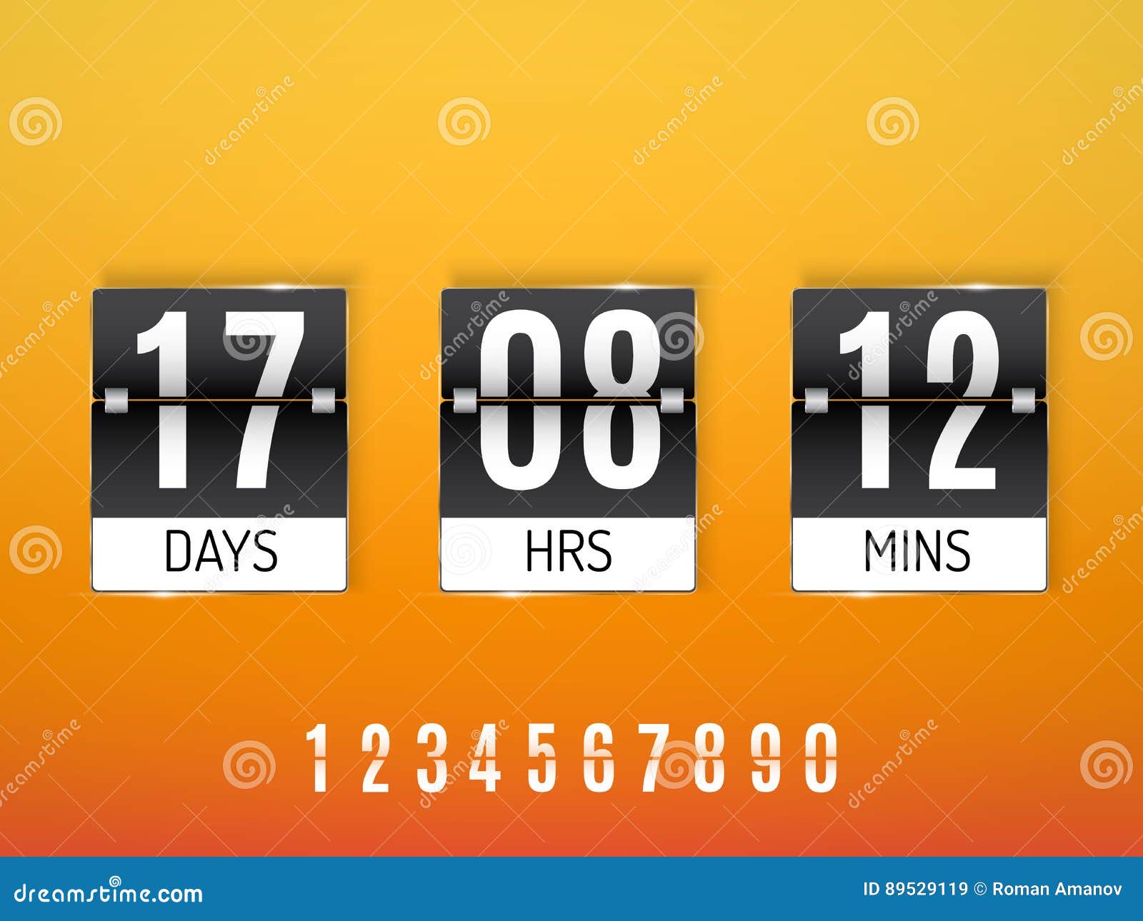 Black Countdown Timer With White Numbers Isolated On Transparent ...