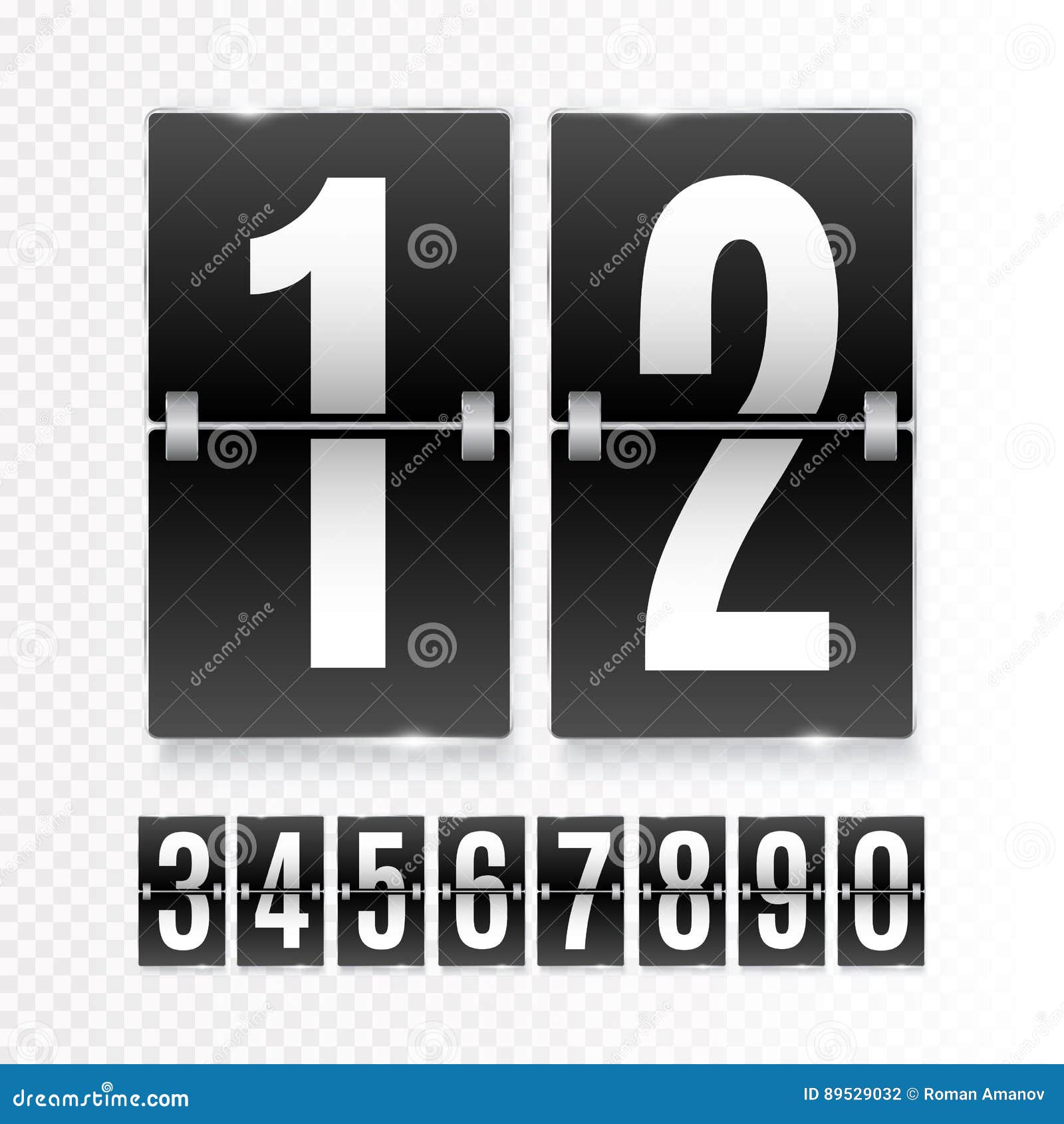 Black Countdown Timer with White Numbers Isolated on Transparent ...