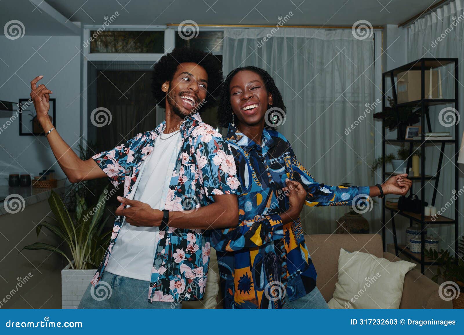 Black Couple Dancing at Home Stock Image - Image of zillennial, friend ...