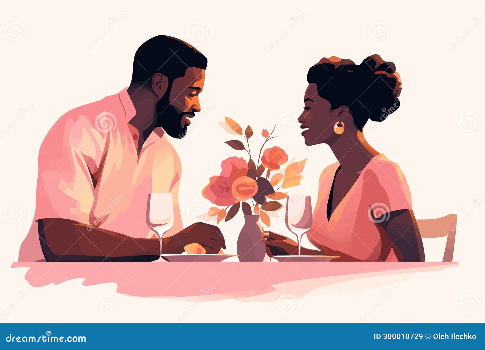 Black Couple on a Date Isolated Vector Style Illustration Stock Vector ...