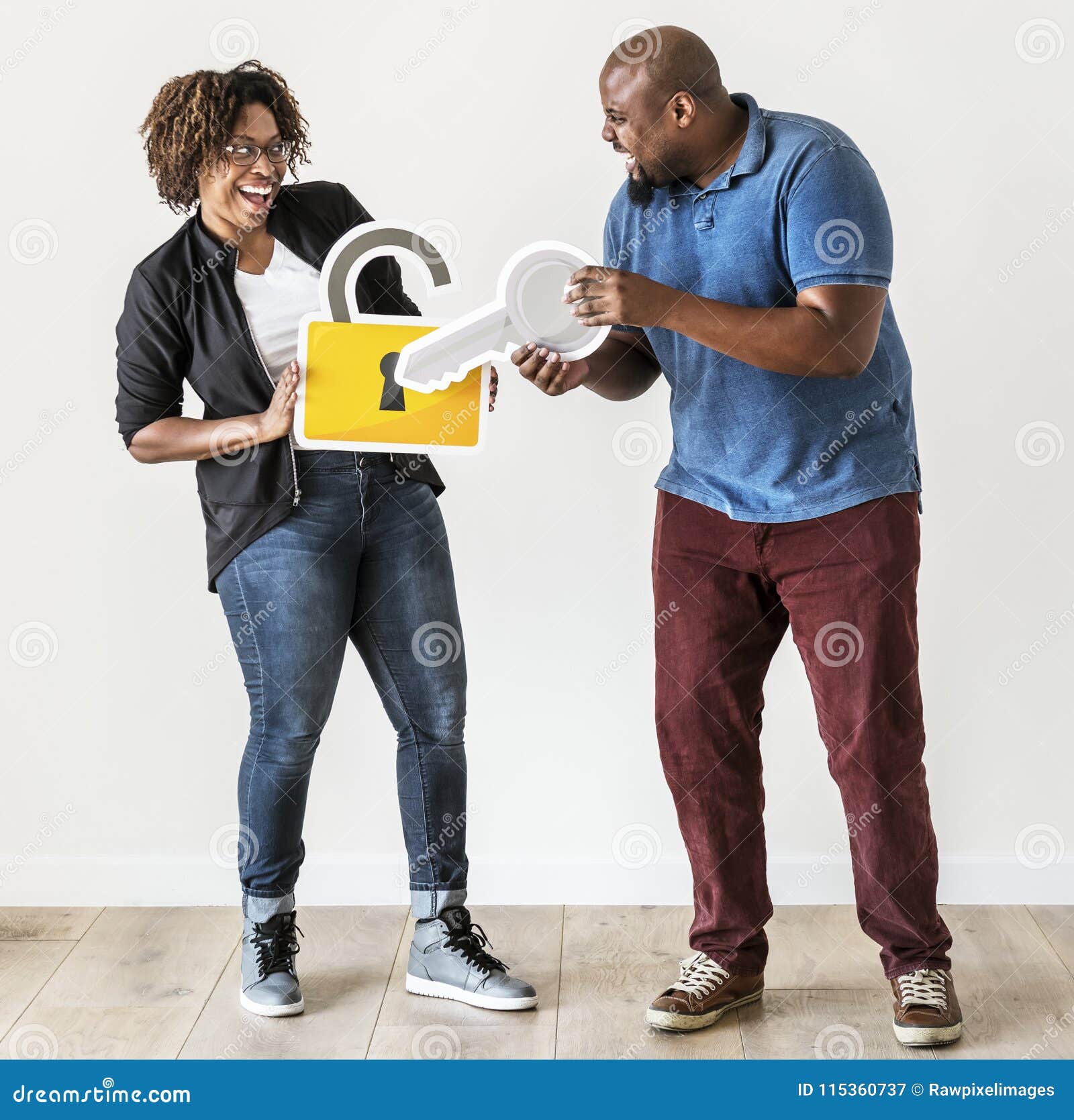 Black Couple with Security Lock and Key Stock Image - Image of cyber ...