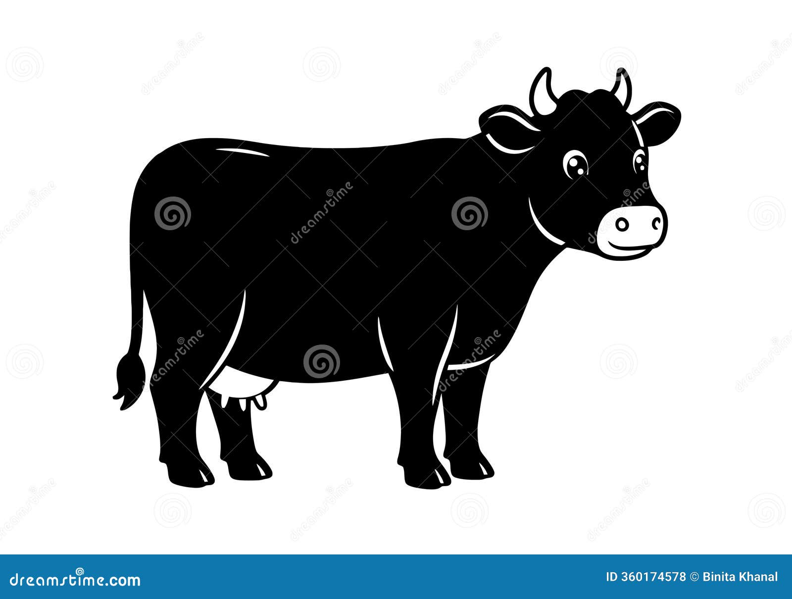 Black Cow Clip Art. stock illustration. Illustration of udder - 360174578