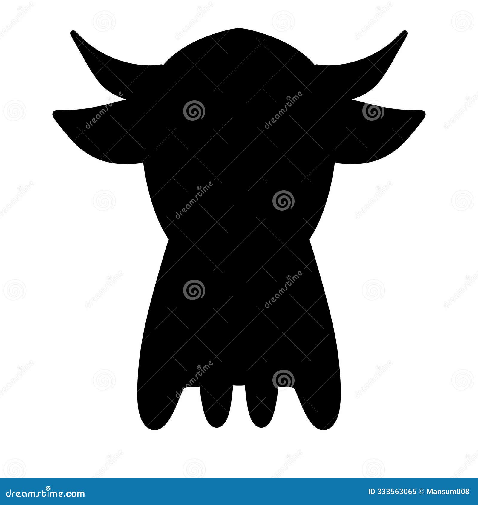 Black Cow Shape on White Background Stock Illustration - Illustration ...