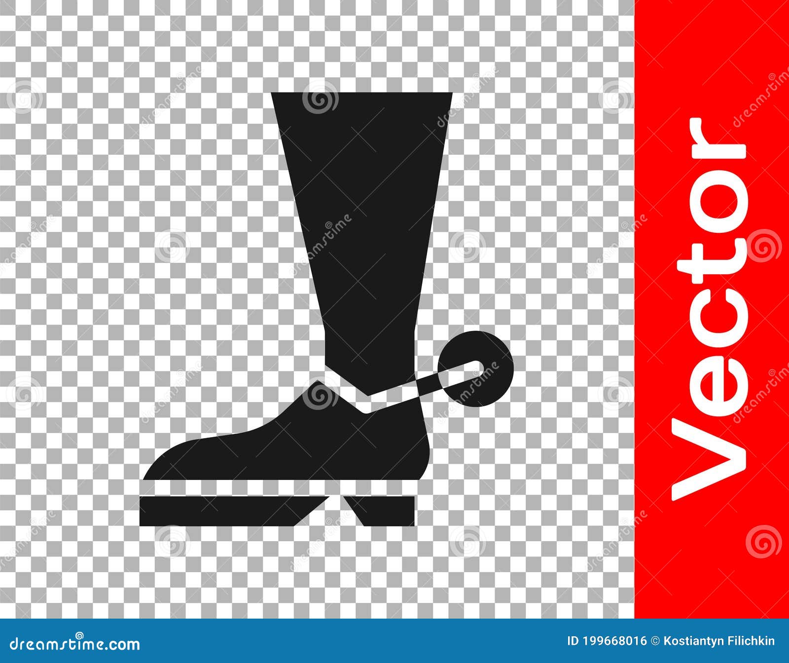 Black Cowboy Boot Icon Isolated on Transparent Background. Vector ...