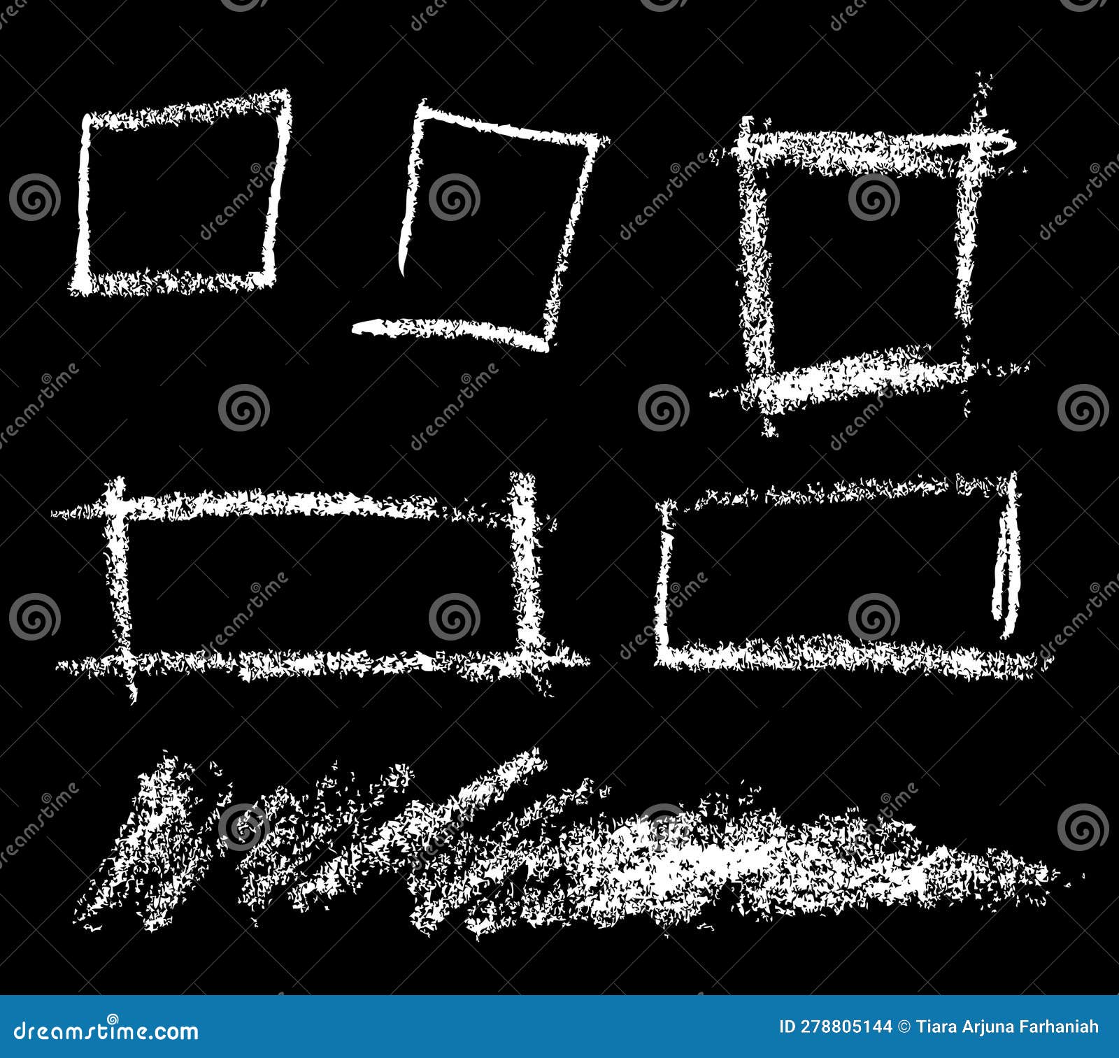 Black Crayon Square Rectangle and Scribble, Vector Simple Sketch Stock Vector - Illustration of ...