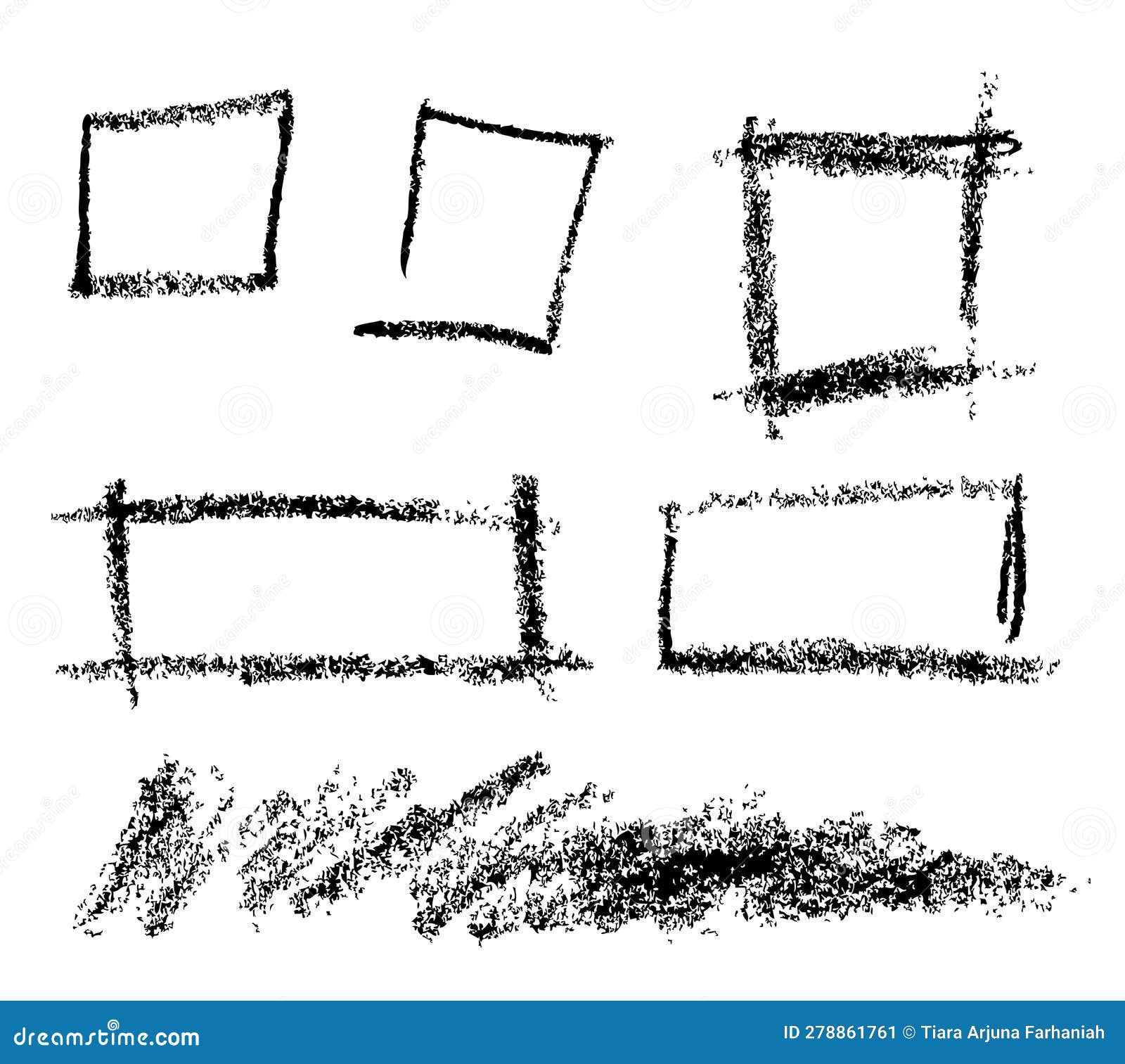 Black Crayon Square Rectangle and Scribble, Vector Simple Sketch Stock ...