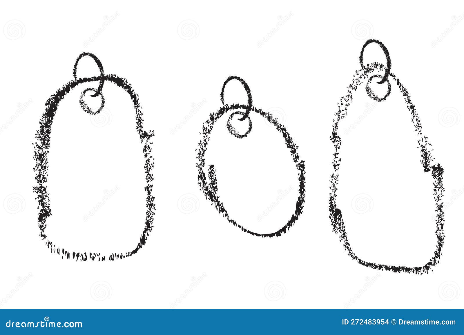 Black Crayon Tag Simple Vector Set 3, Isolated on White Stock ...