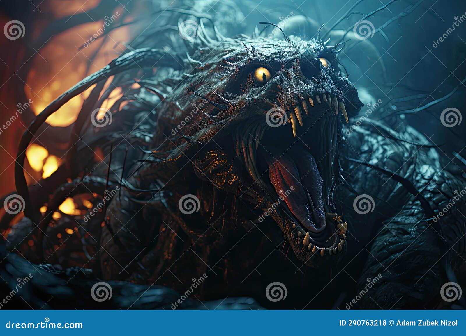 A Black Creature with Sharp Teeth and Sharp Teeth Stock Illustration ...