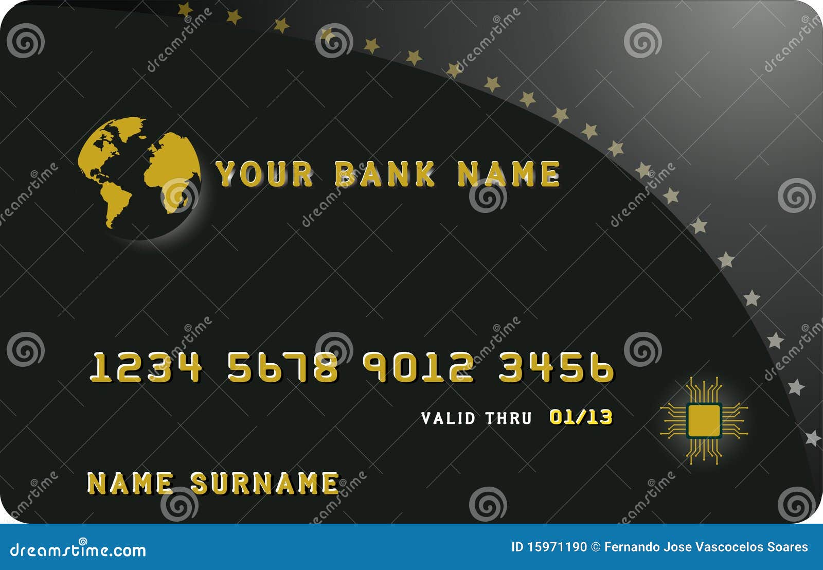 Black Credit Card. Realistic Credit Debit Cards With Chip, Front And ...