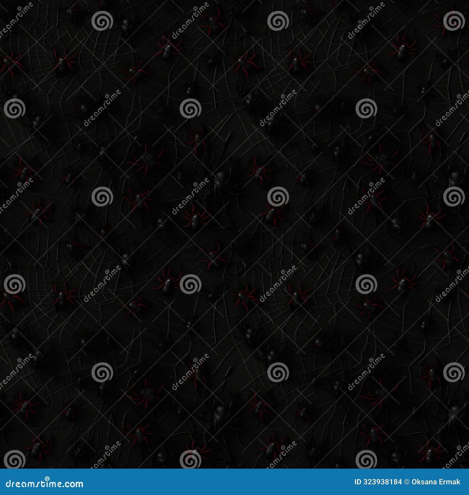 Black Creepy Seamless Pattern with Black Widow Spider, Dark Horror ...
