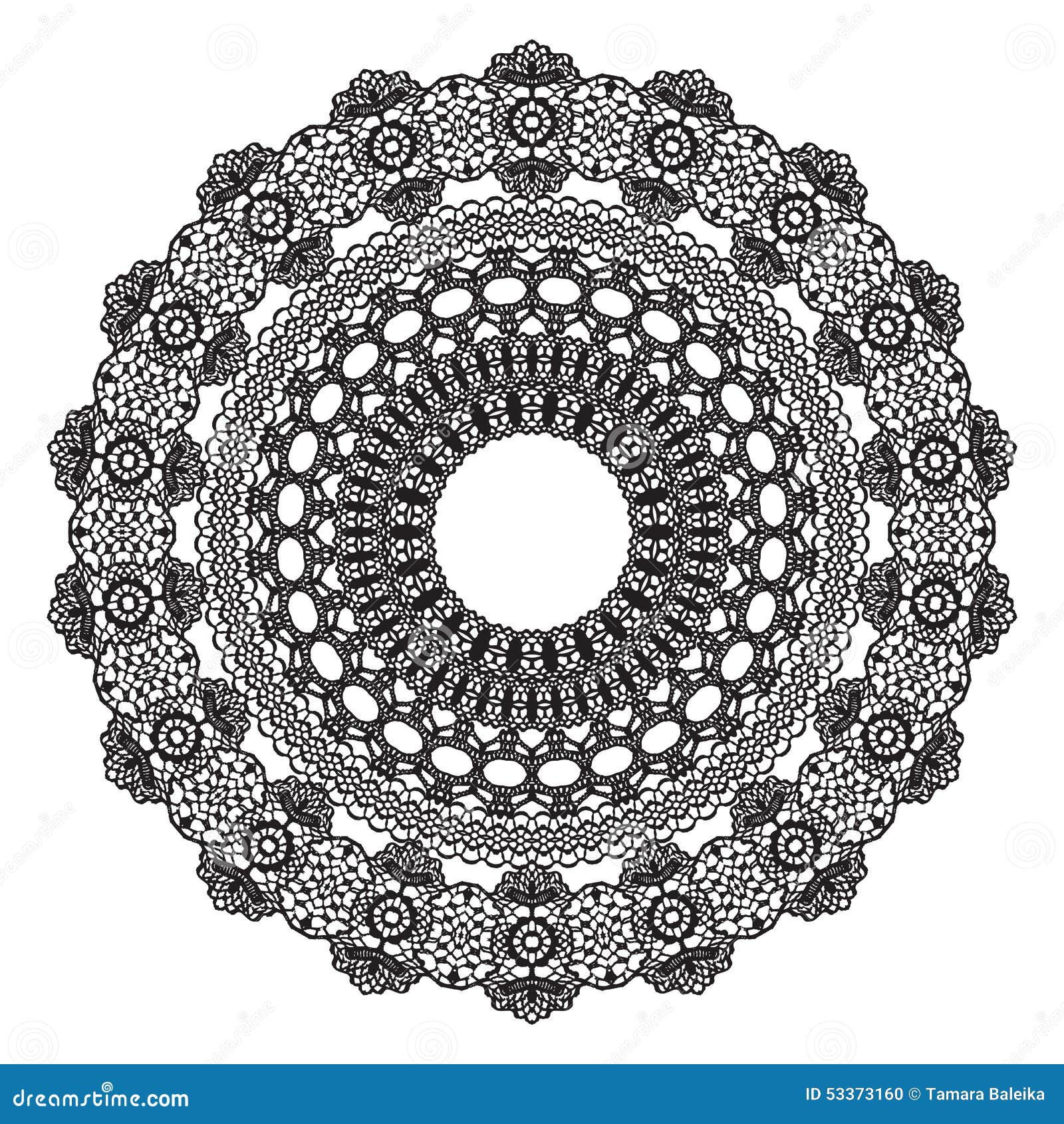 Black crochet doily. stock vector. Illustration of floral - 53373160