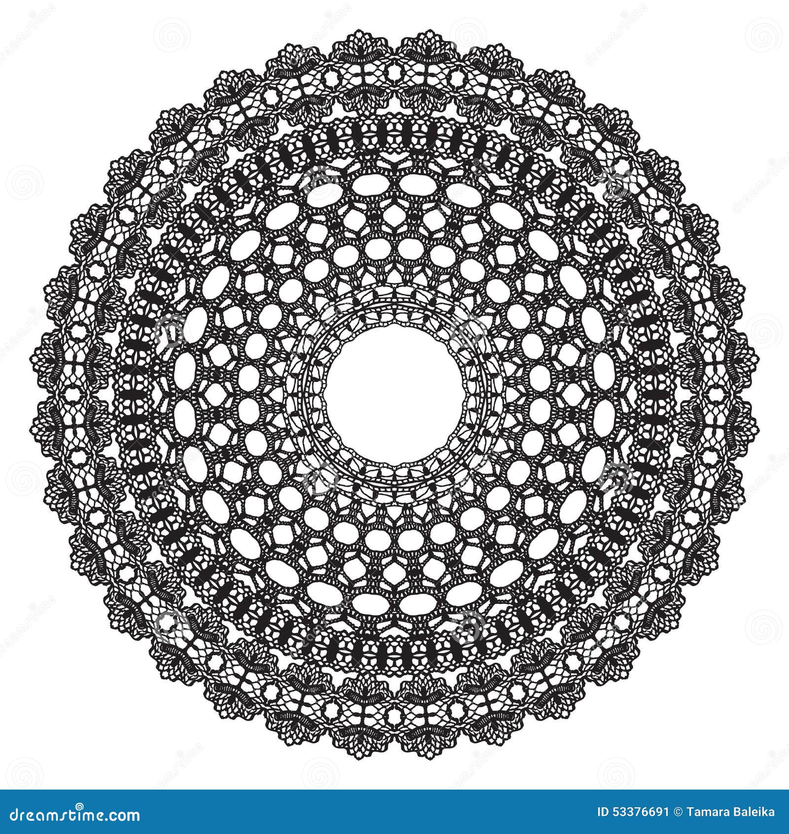 Black crochet doily. stock vector. Illustration of doily - 53376691