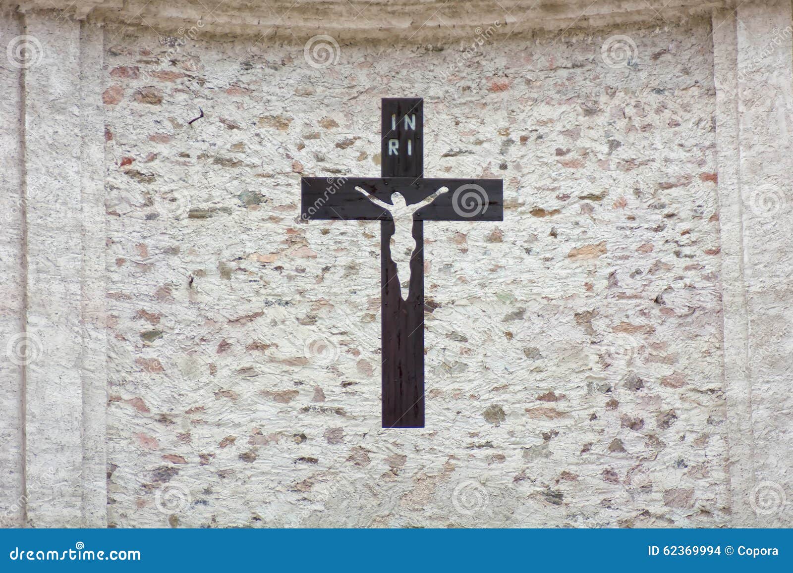 Black Cross with Jesus Hanging on the Wall Stock Photo - Image of ...