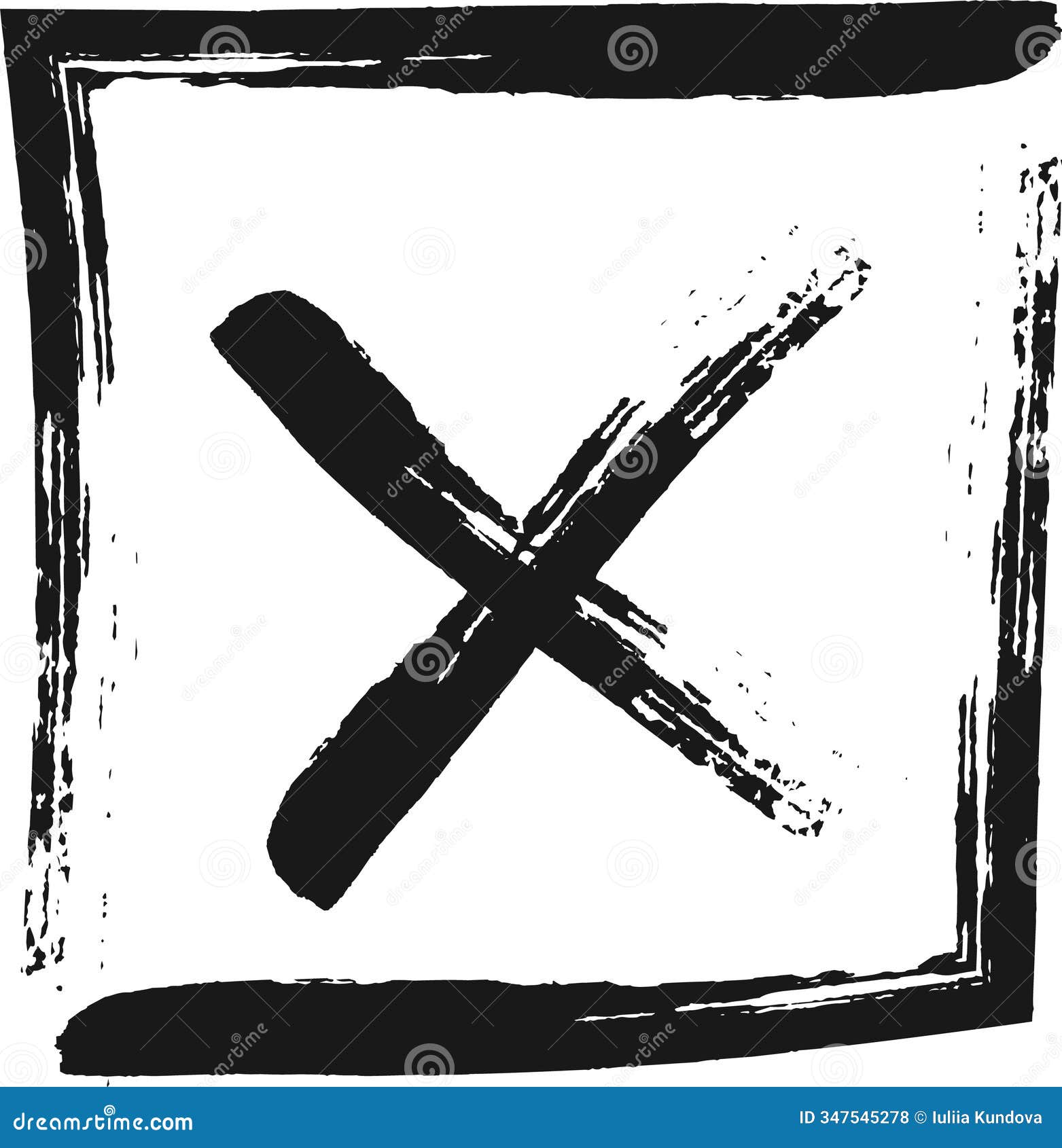 Black Cross Mark Inside A Square Frame, Symbolizing Rejection ...