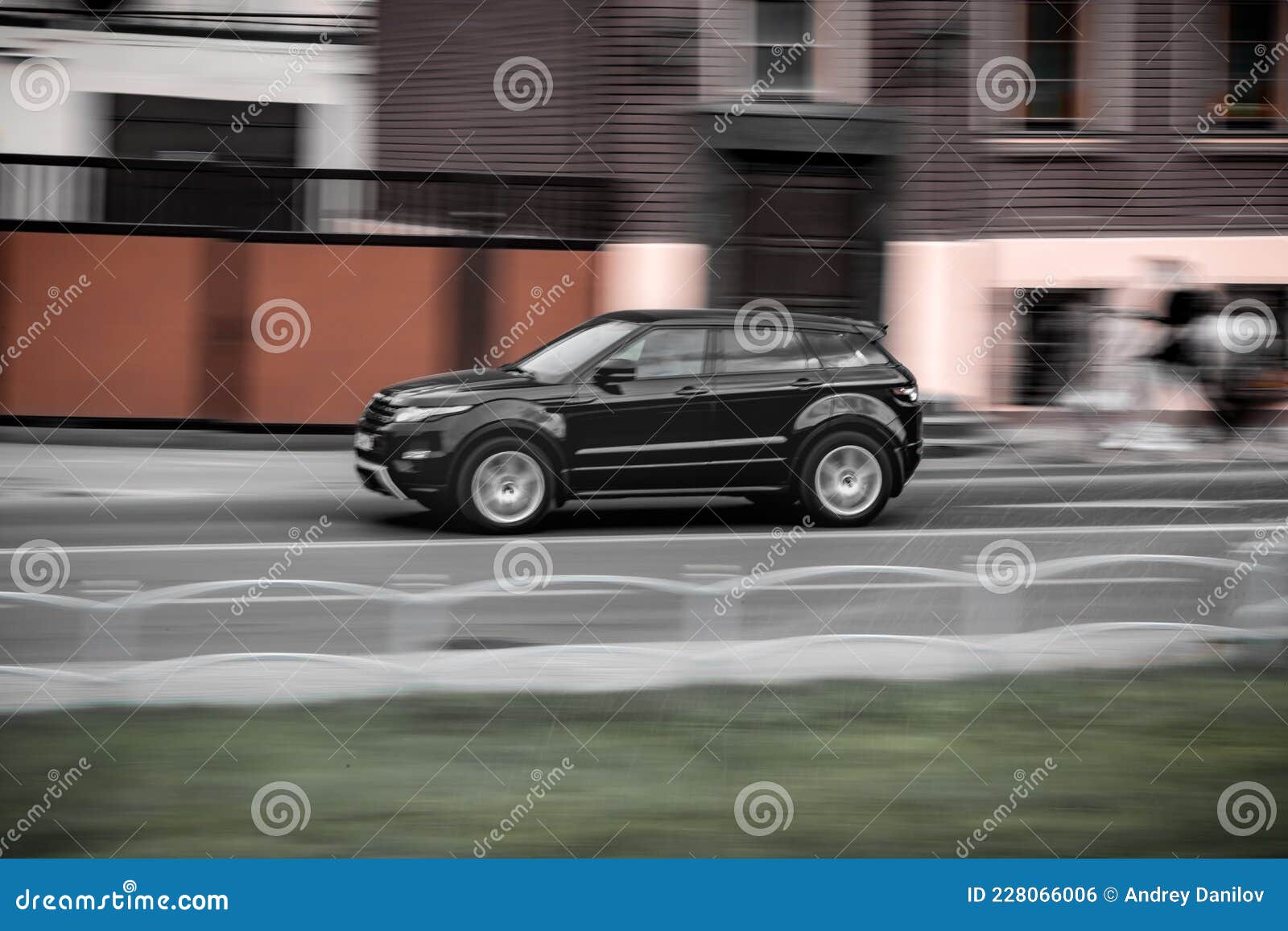 Black Crossover Driving Through Dirt With Nature On Background. Royalty ...