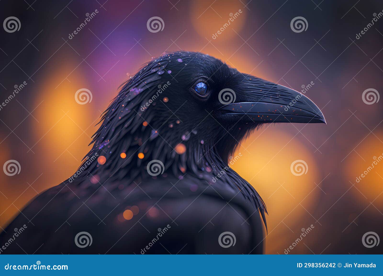 Black Crow on a Background of a Burning Fireplace. 3d Rendering Stock ...