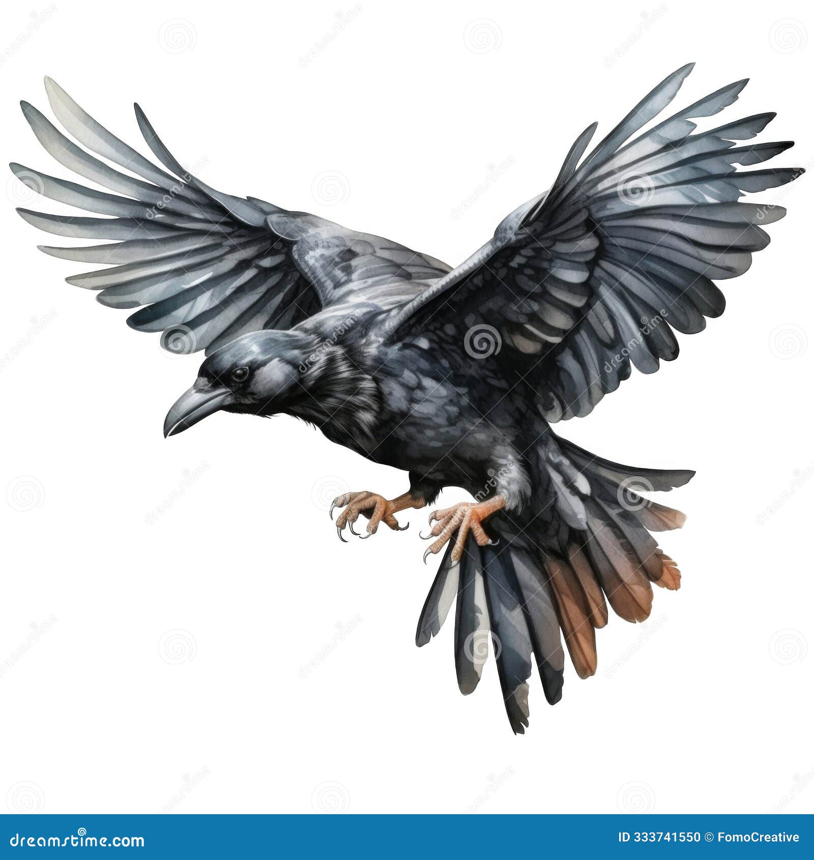 A Black Crow in Flight stock illustration. Illustration of dark - 333741550