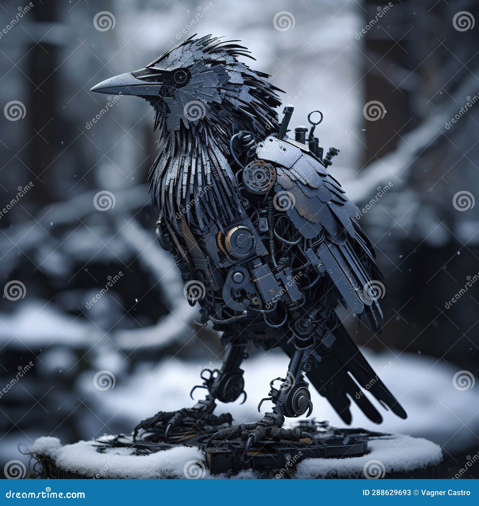Black Crow Made of Electronic Circuits. Raven Transmuted with ...