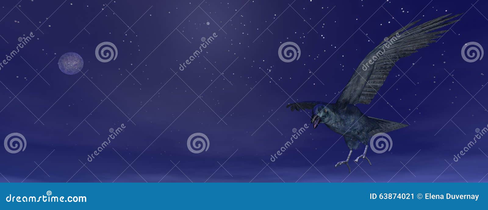Black Crow by Night - 3D Render Stock Illustration - Illustration of ...