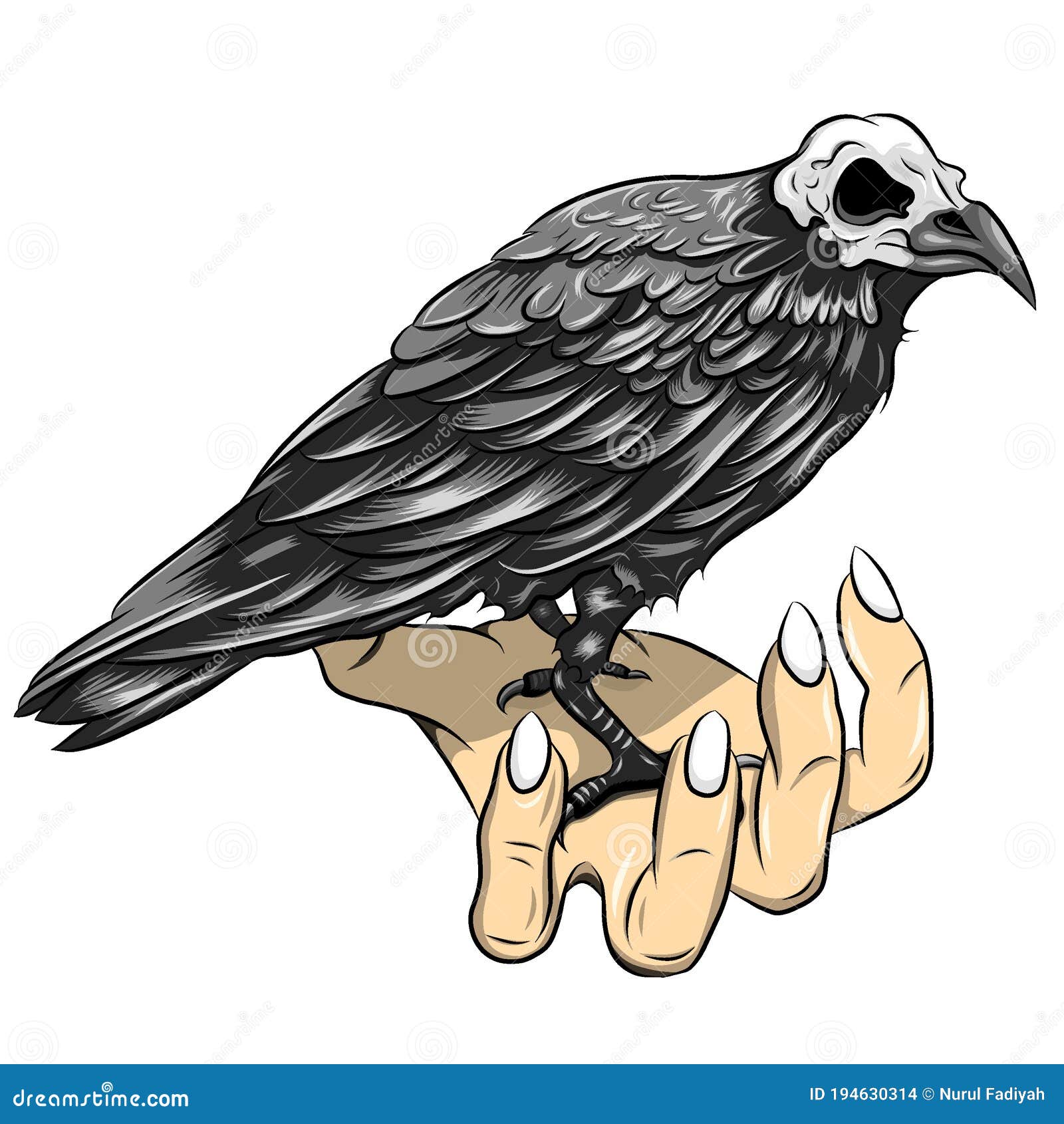 The Black Crow with Stand on the Hand Stock Vector - Illustration of ...