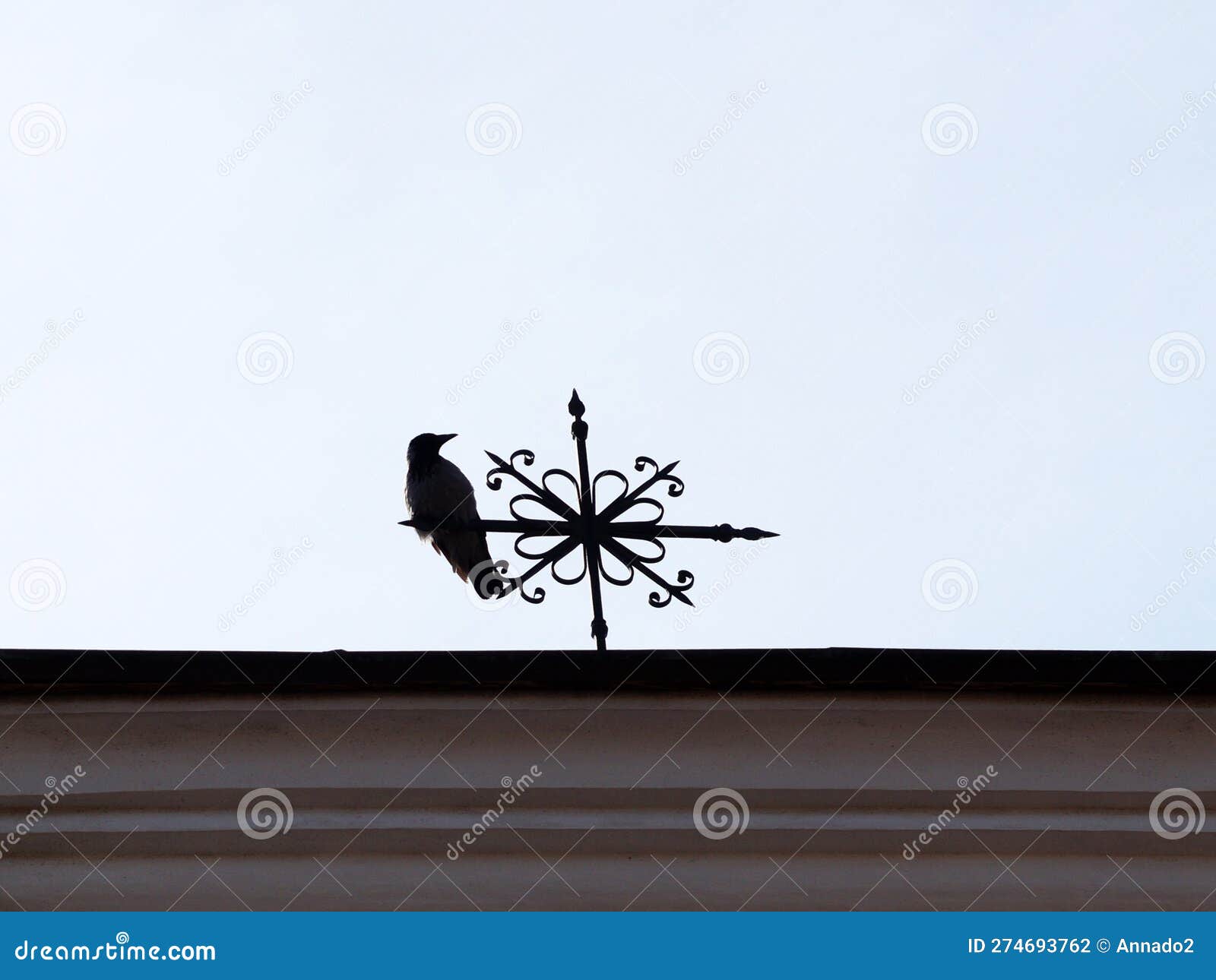 Black Crow on a Weather Vane on the Roof Stock Photo - Image of metal ...