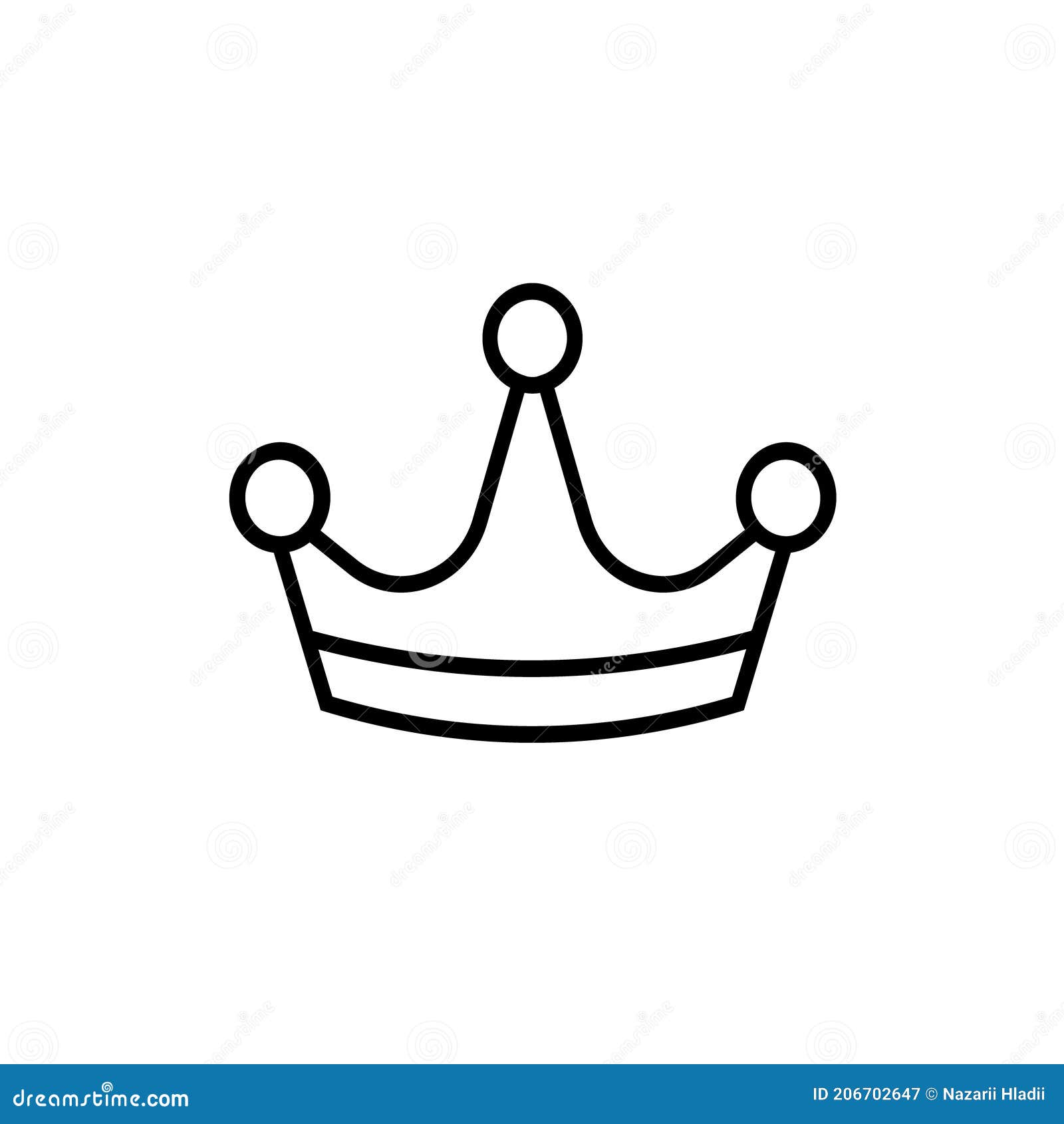 Black Crown Icon. Outline Style. Vector Illustration. Stock ...