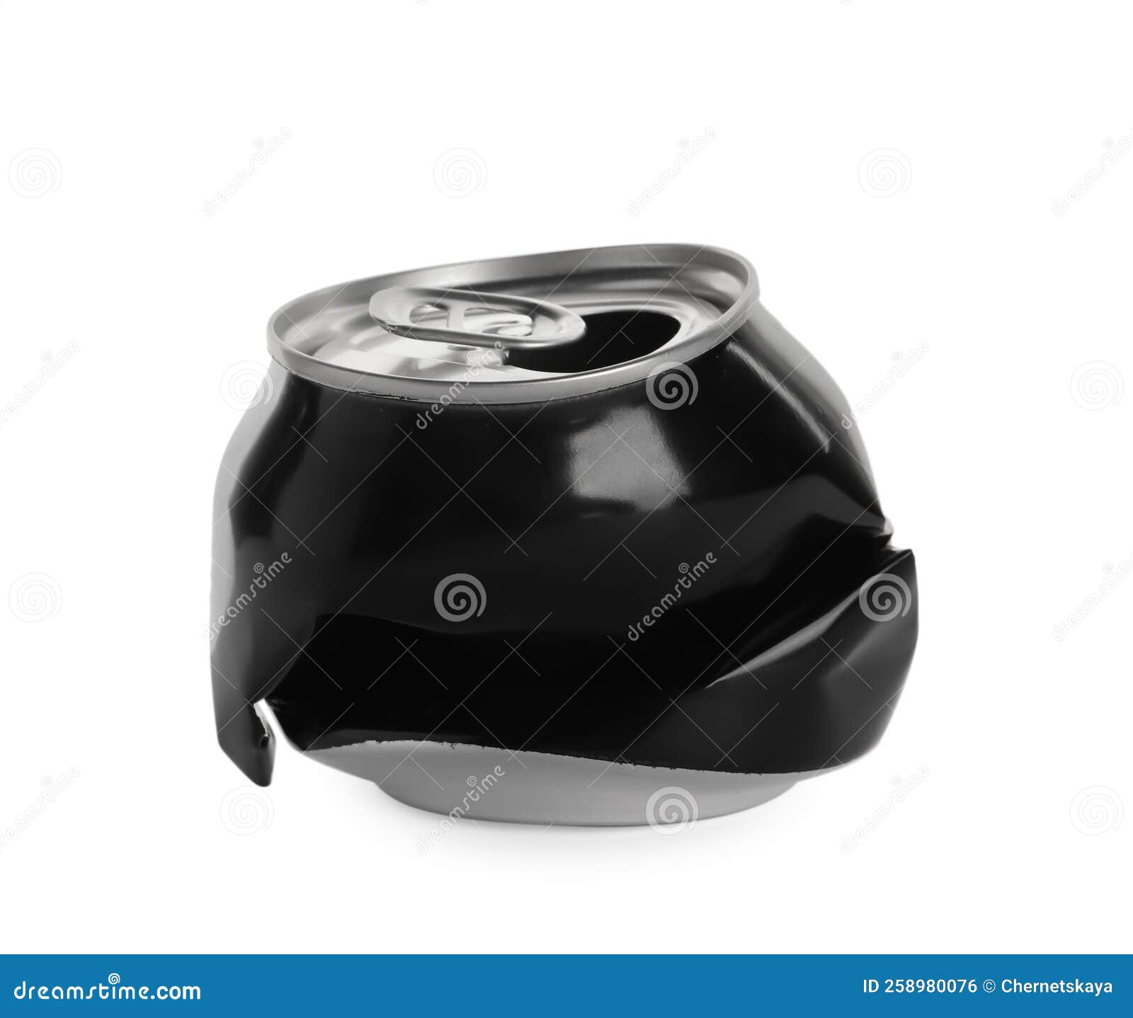 Black Crumpled Can with Ring Isolated on White Stock Photo - Image of ...