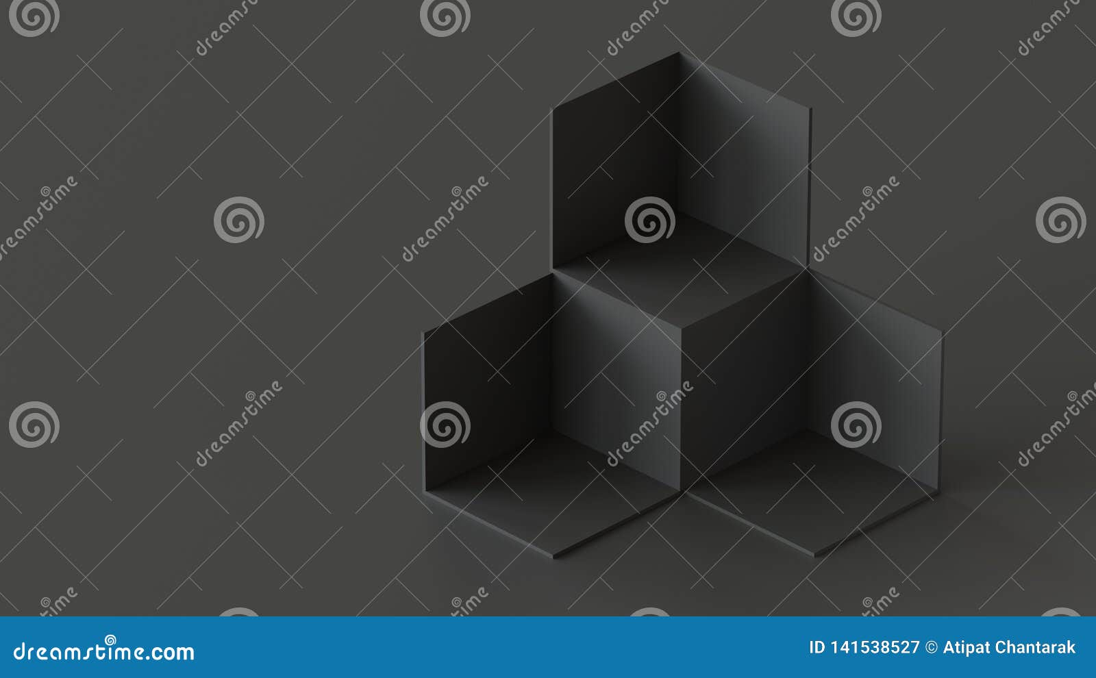 Cube Boxes Backdrop Display On Blank Wall Background. 3D Rendering ...