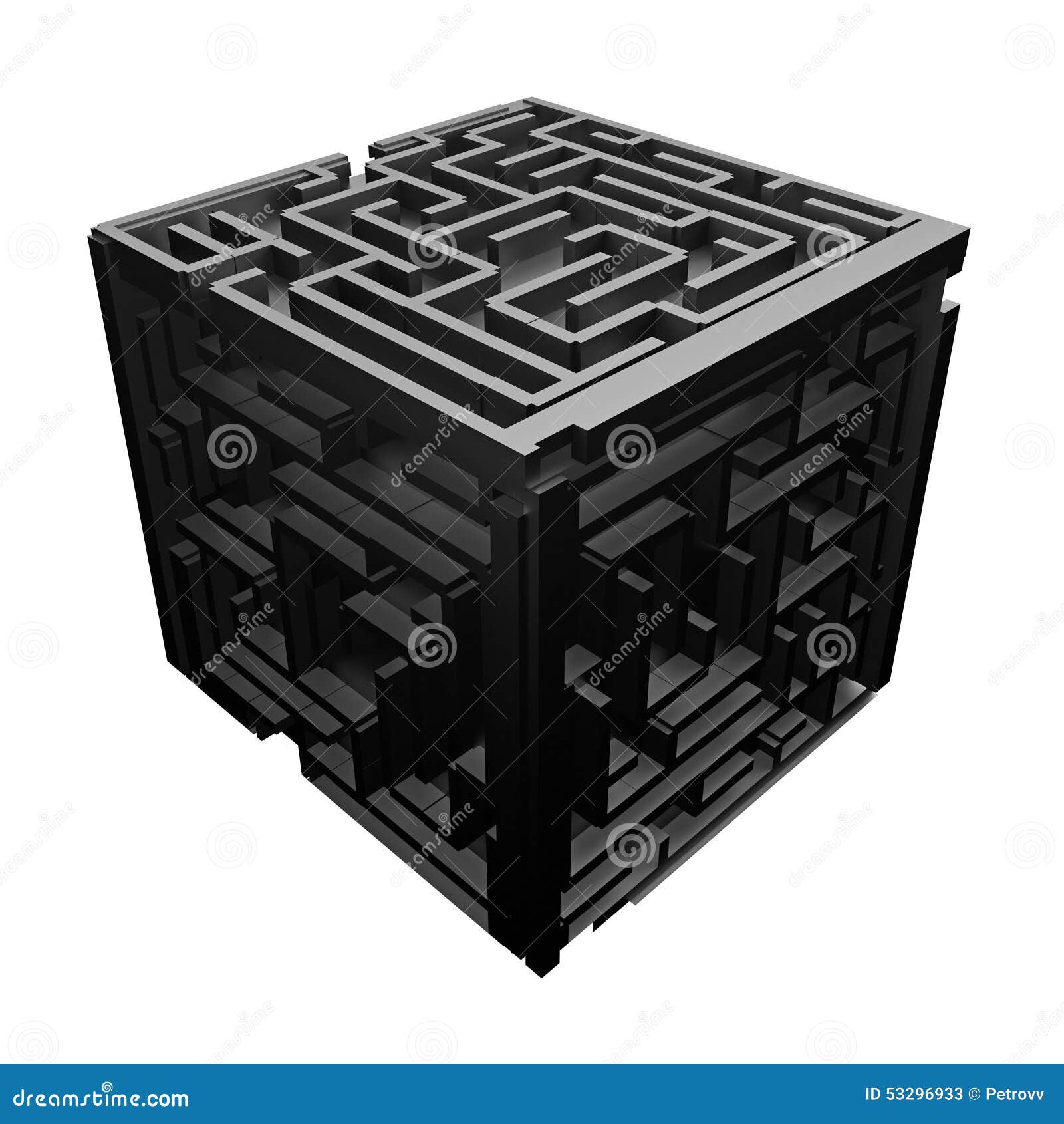 Black cube maze stock illustration. Illustration of enigma - 53296933