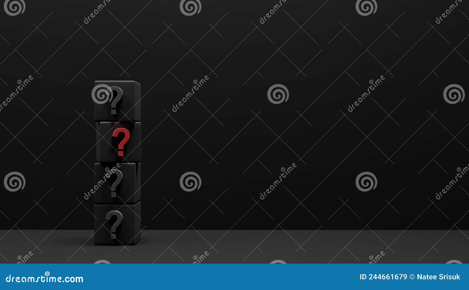 Black Cube with Sign Question Mark 3D Render Stock Illustration ...