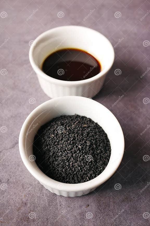 Black Cumin Seed in a Container on Table Stock Image - Image of ...